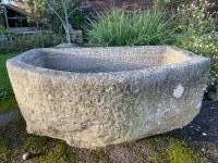 Large Devon Stone D Shaped Trough (Stk No.4133) SOLD - Js Garden Antiques