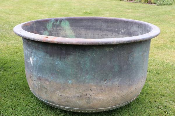 Large Round Riveted Copper Vat (Stk No.3817) - Js Garden Antiques